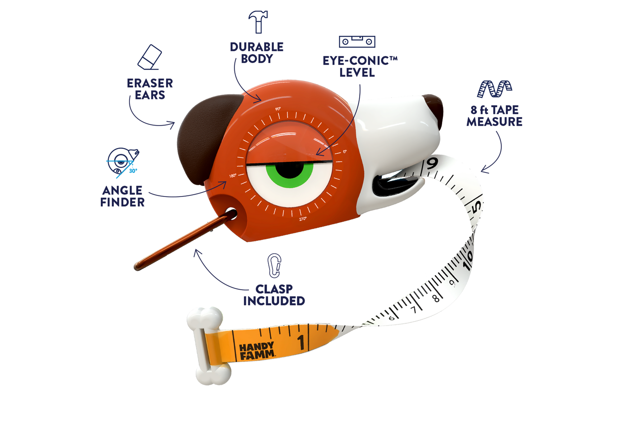 Handy Famm Fun Kids Brown Dog Tape Measure – HandyFamm