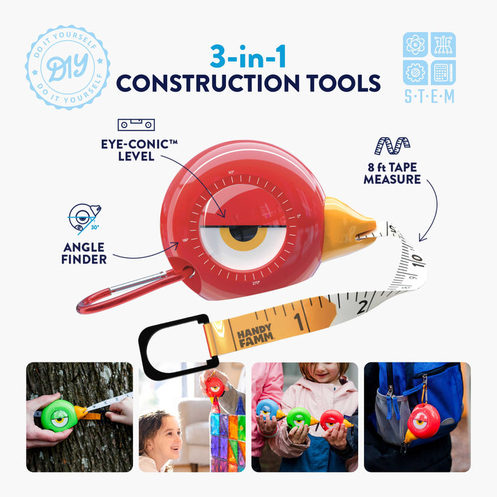 3-in-1 STEM Tool | Red Bird Tape Measure For Kids – HandyFamm