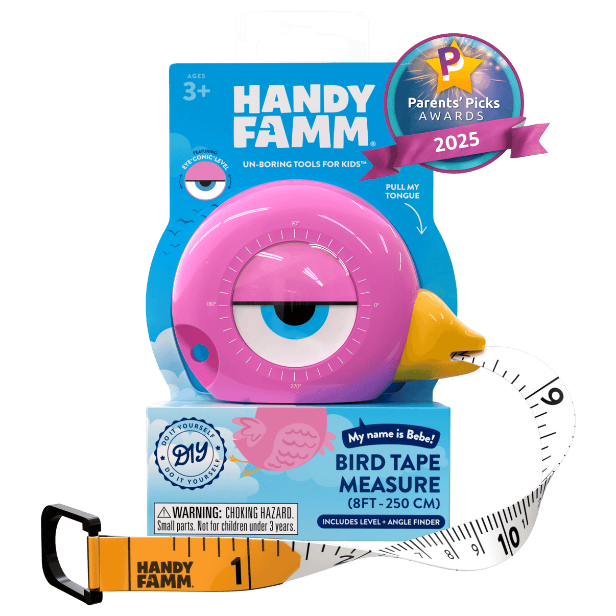 3-in-1 STEM Tool | Pink Bird Tape Measure For Kids – HandyFamm