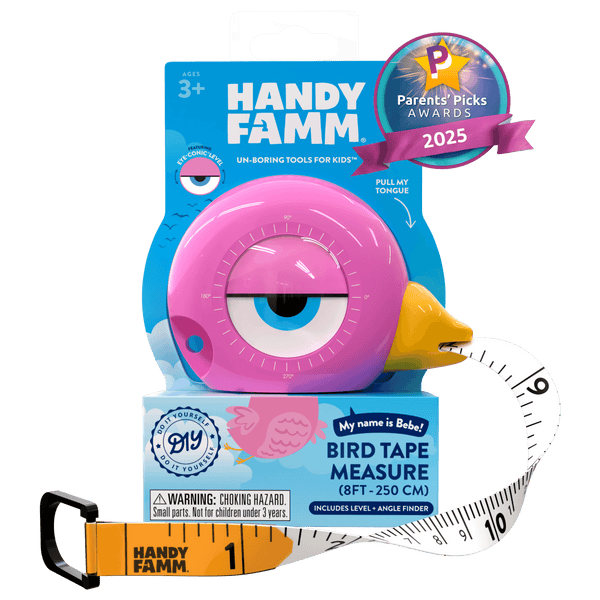 3-in-1 STEM Tool | Pink Bird Tape Measure For Kids – HandyFamm