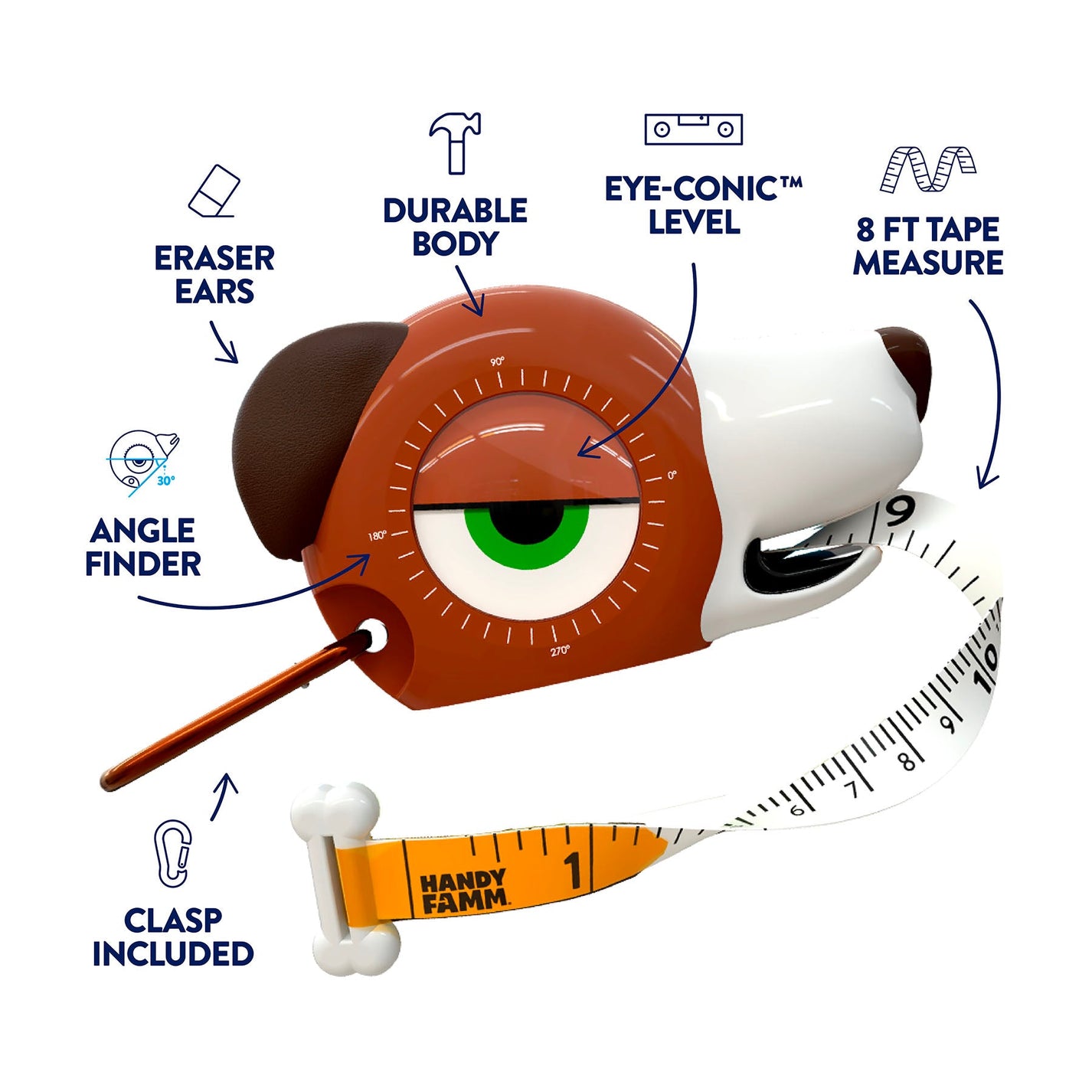 Kids Tape Measure | Blue Dog 4-in-1 STEM Tool | Handy Famm – HandyFamm